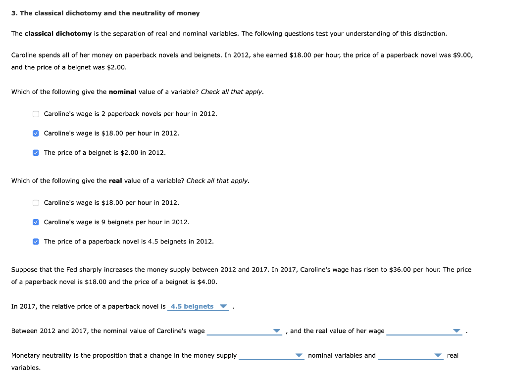Solved 3. The classical dichotomy and the neutrality of | Chegg.com