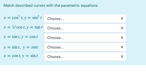 Solved Match described curves with the parametric equations | Chegg.com