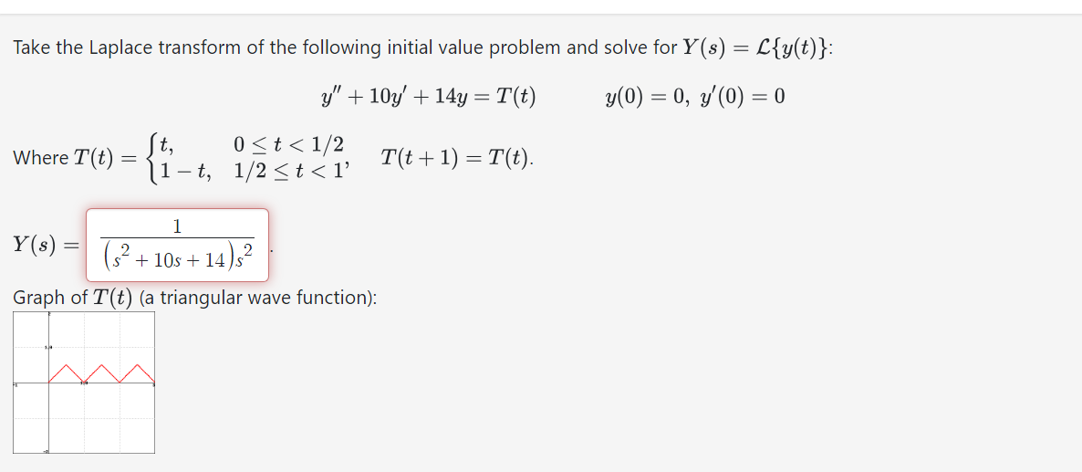 Solved Take the Laplace transform of the following initial | Chegg.com