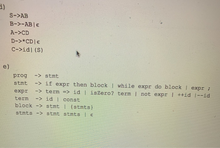 Solved find first and follow set of following grammars. | Chegg.com