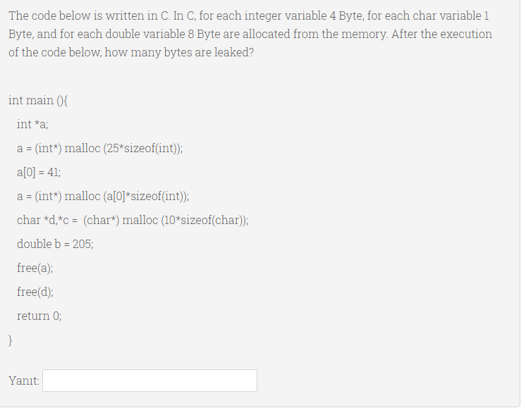 Solved The code below is written in C. In C, for each | Chegg.com