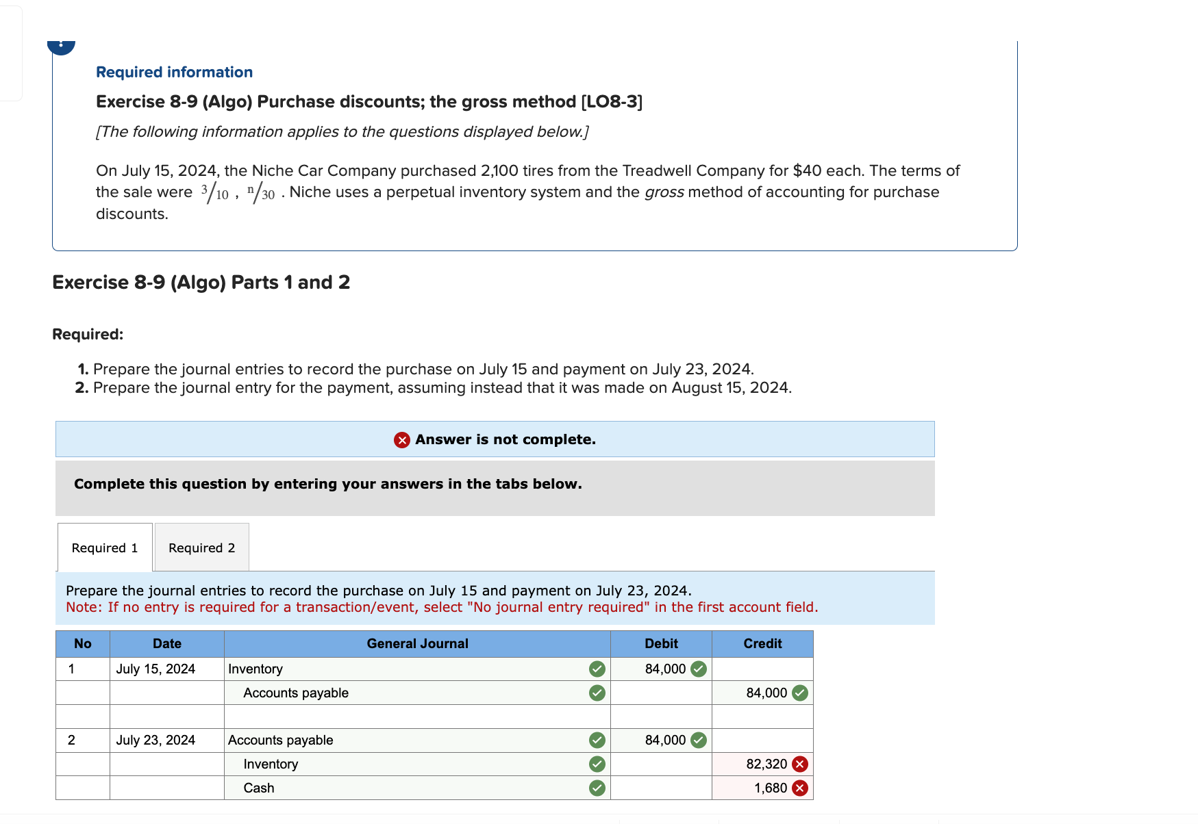 Solved Required information Exercise 8-9 (Algo) Purchase | Chegg.com