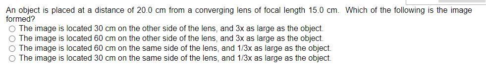 Solved An object is placed at a distance of 20.0 cm from a | Chegg.com