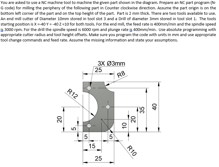 Solved You are asked to use a NC machine tool to machine the | Chegg.com
