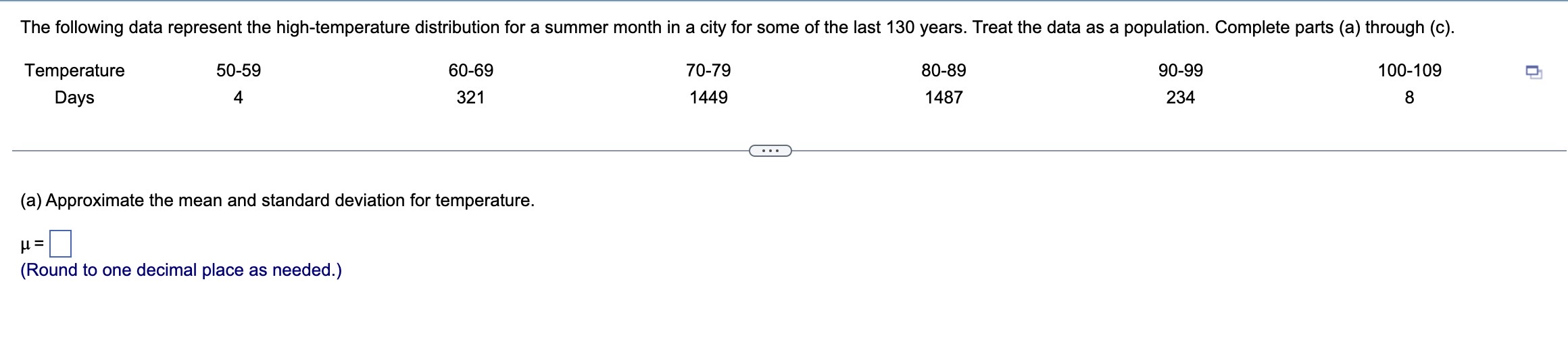 Solved \begin{tabular}{lcccccc} Temperature & 50−59 & 60−69 | Chegg.com