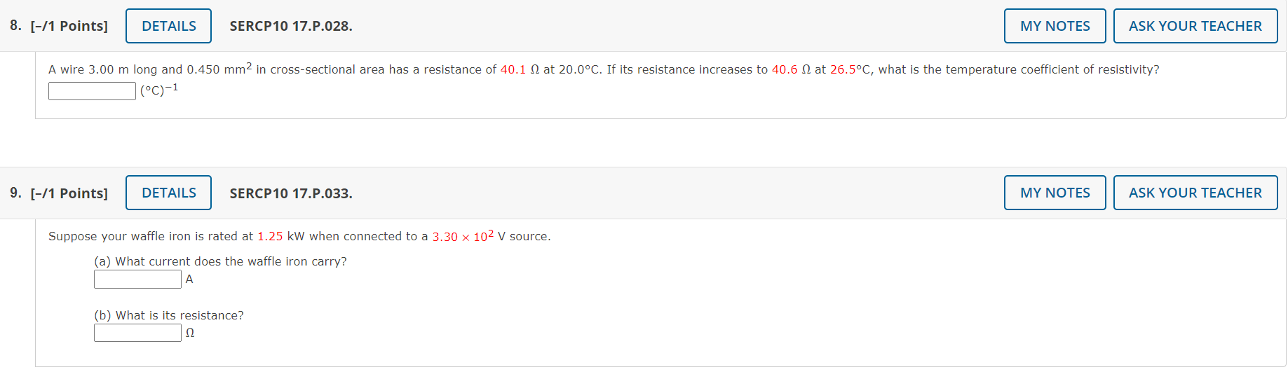 Solved 8 [ 1 Points] Details Sercp10 17 P 028 My Notes