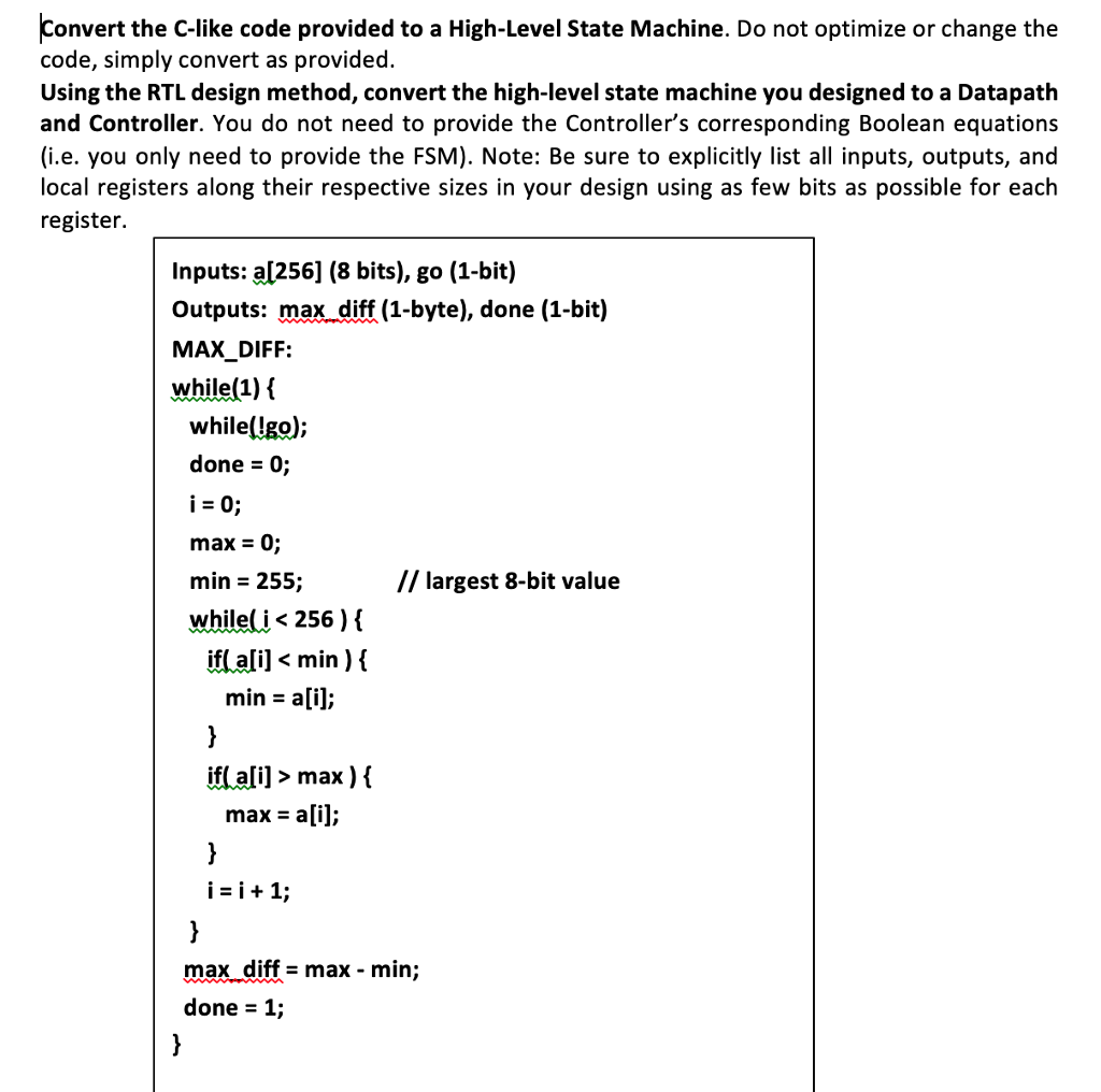 Convert the C-like code provided to a High-Level | Chegg.com