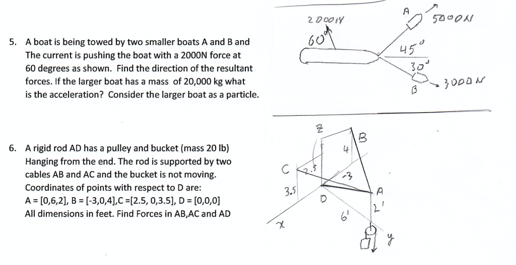 Solved 200017 1 500ON 5. A boat is being towed by two | Chegg.com