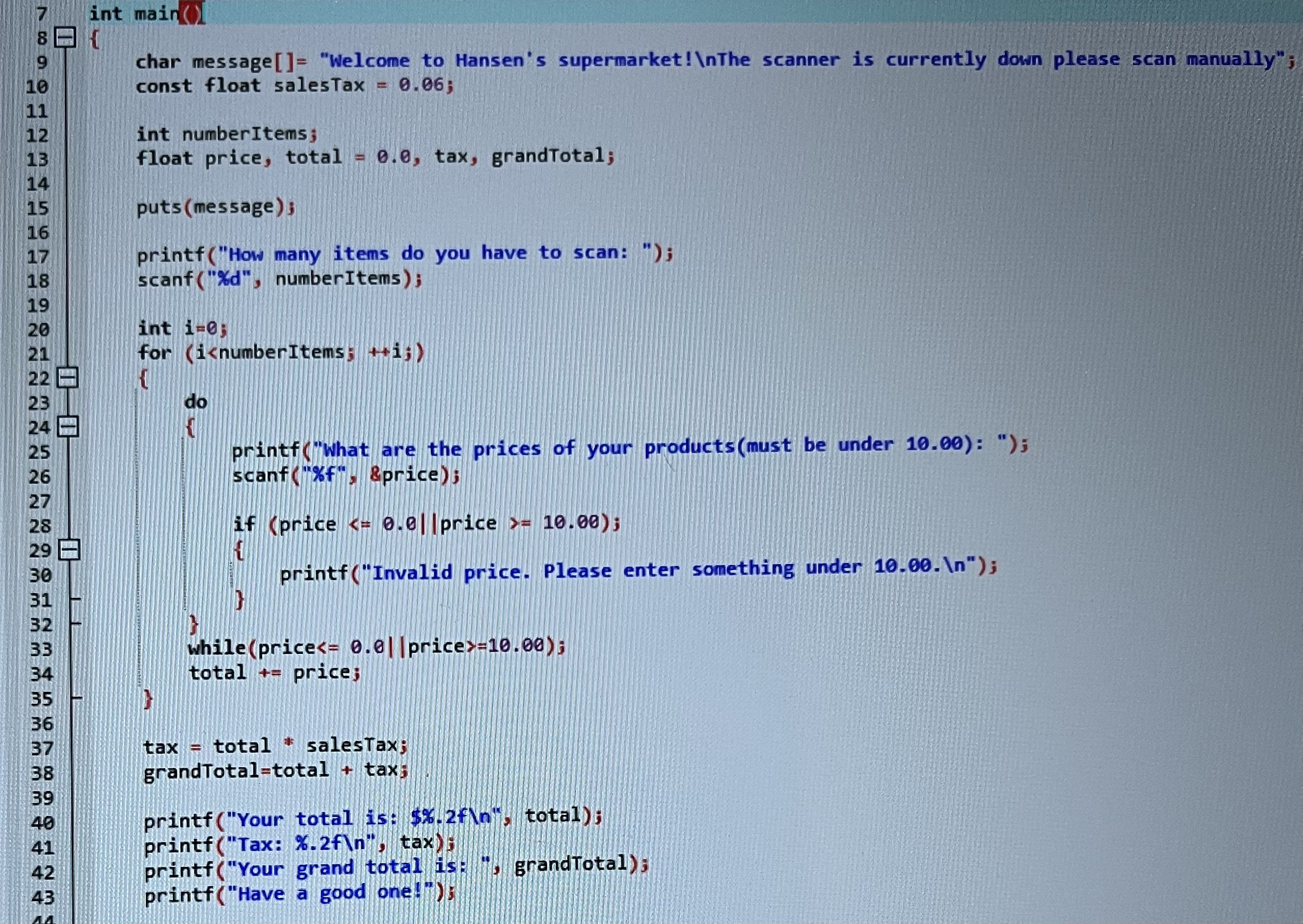 Solved int main ()fchar message[] = ﻿"Welcome to Hansen's | Chegg.com