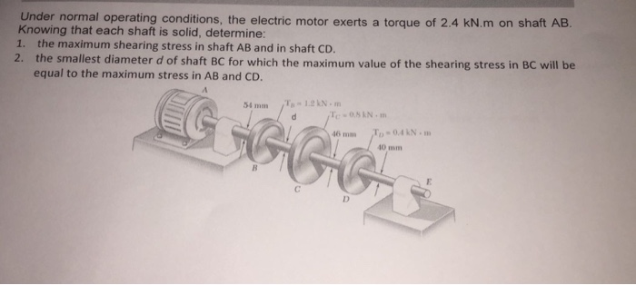 Solved nder normal operating conditions, the electric motor | Chegg.com