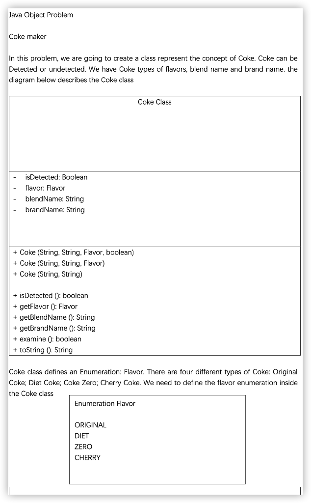 Solved Java Object Problem Coke maker In this problem, we | Chegg.com
