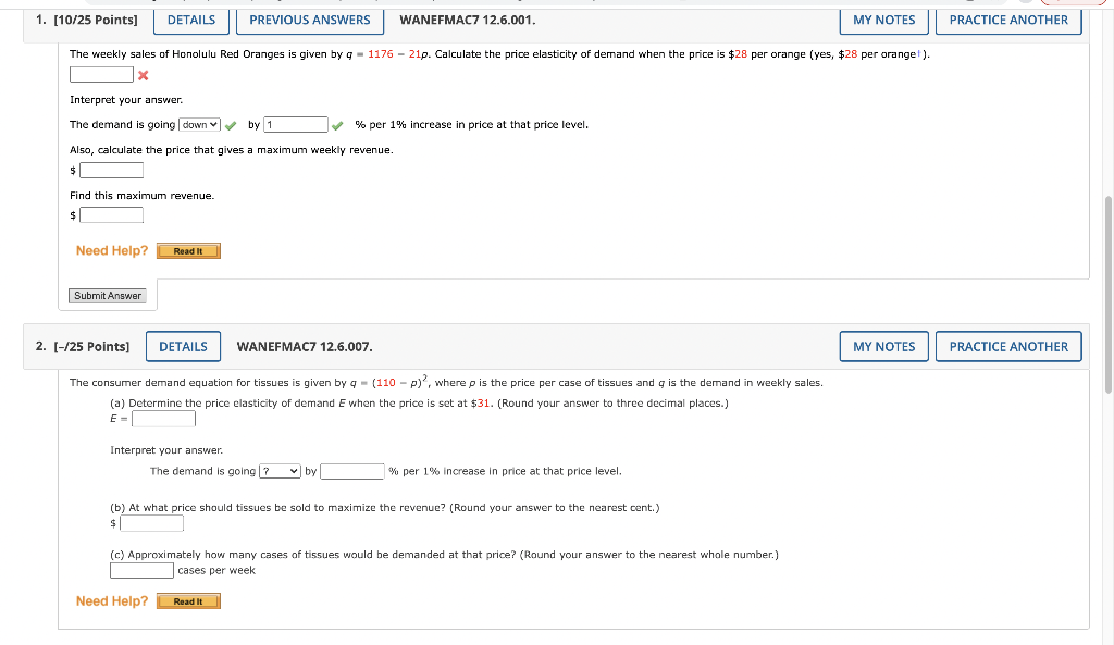 Solved 1. [10/25 Points] DETAILS PREVIOUS ANSWERS WANEFMAC7 | Chegg.com