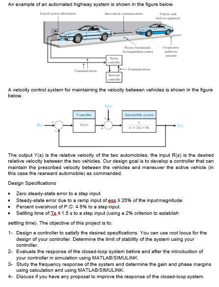 Solved An example of an automated highway system is shown in | Chegg.com