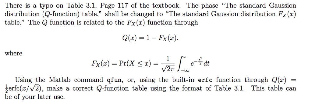 Solved There is a typo on Table 3.1, Page 117 of the | Chegg.com