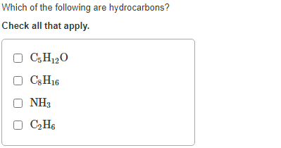 Solved Which of the following are hydrocarbons? Check all | Chegg.com