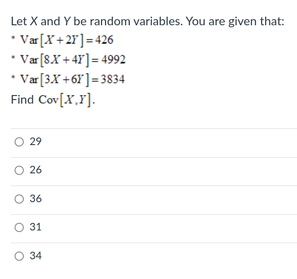Let X and Y be random variables. You are given that: | Chegg.com