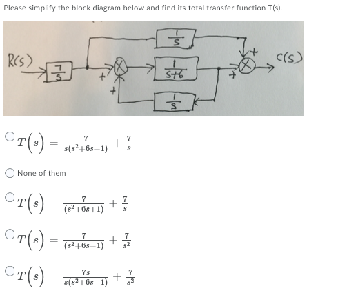 Solved Please simplify the block diagram below and find its | Chegg.com