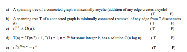 Solved a) A spanning tree of a connected graph is maximally | Chegg.com