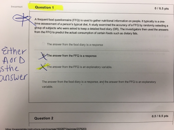 Solved A frequent food questionnaire (FFQ) is used to gather | Chegg.com