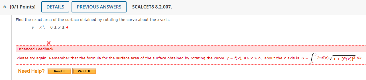Solved 5. [0/1 Points] DETAILS PREVIOUS ANSWERS SCALCET8 | Chegg.com