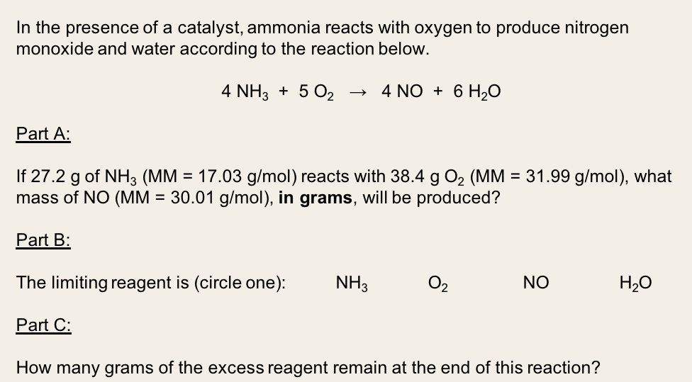 Solved In the presence of a catalyst, ammonia reacts with | Chegg.com