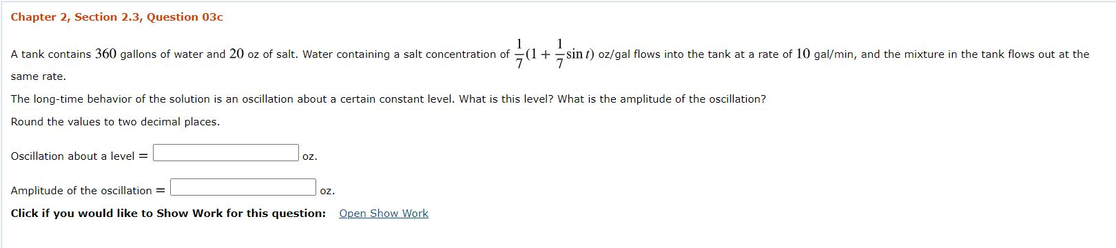 Solved Chapter 2, Section 2.3, Question 03c 1 A tank | Chegg.com