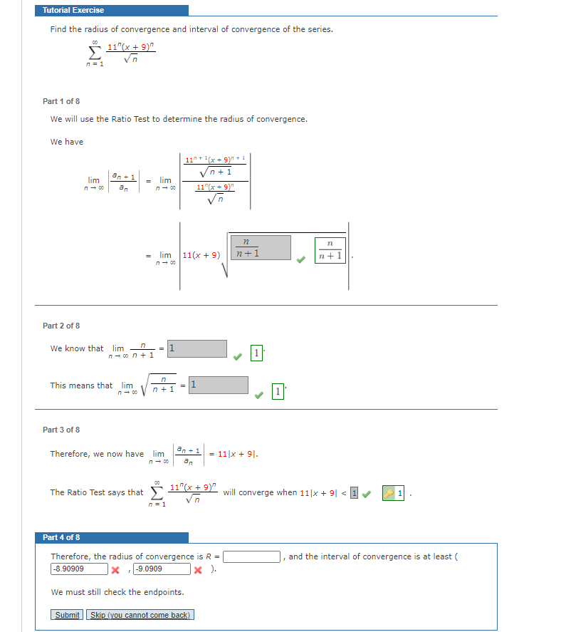 Solved Tutorial Exercise Find the radius of convergence and | Chegg.com
