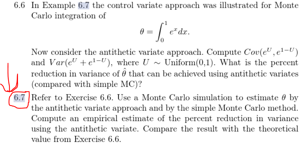 6 6 In Example 6 7 The Control Variate Approach Was