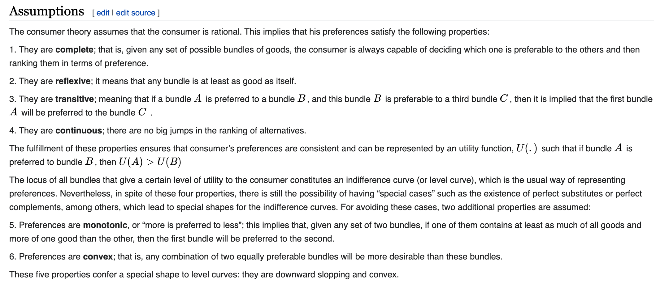 Solved Assumptions [edit | edit source] The consumer theory | Chegg.com