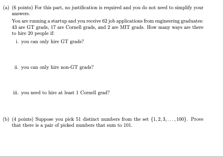 Solved (a) (6 points) For this part, no justification is | Chegg.com
