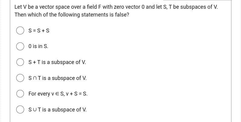 Solved Let V be a vector space over a field F with zero | Chegg.com