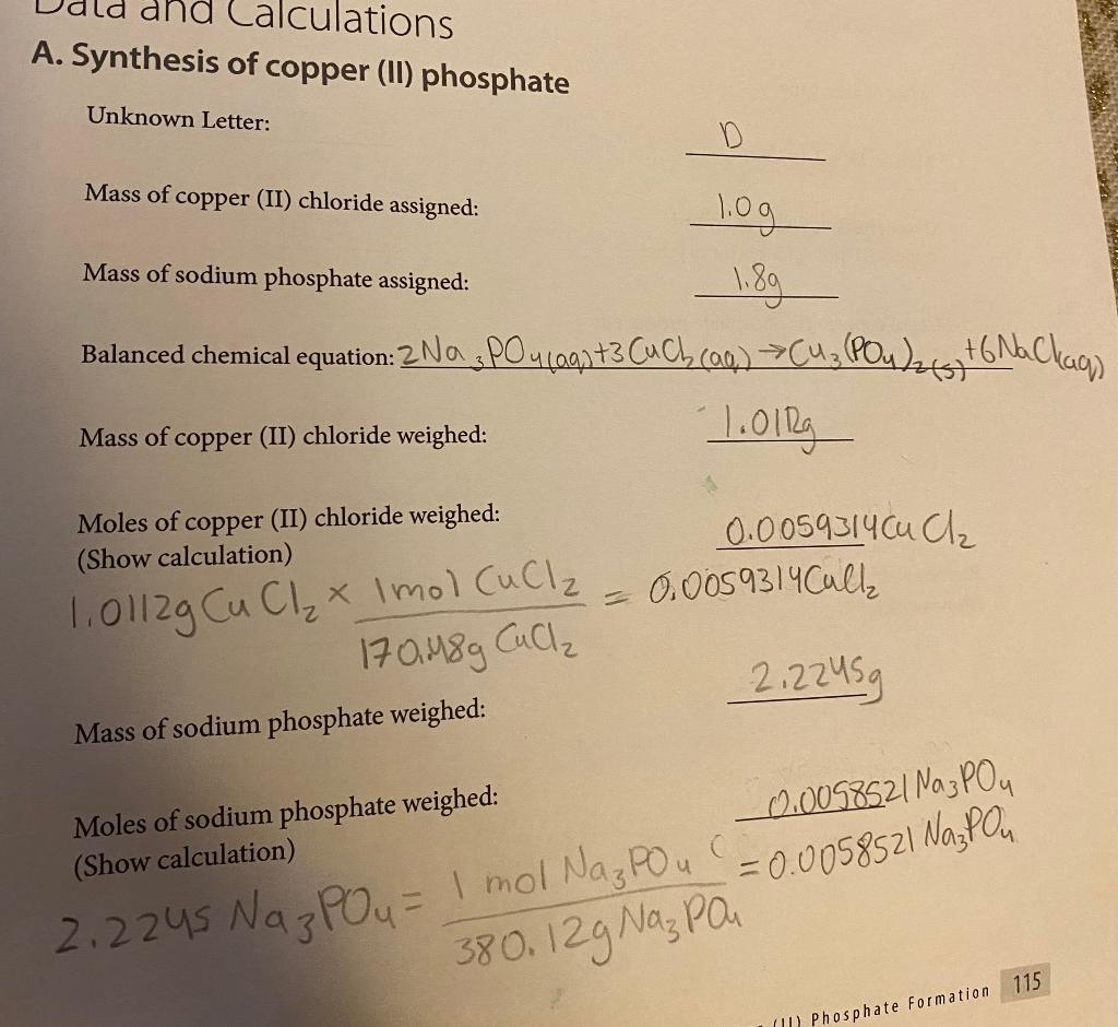 Solved 1. what is the mass of copper (II) phosphate producer | Chegg.com