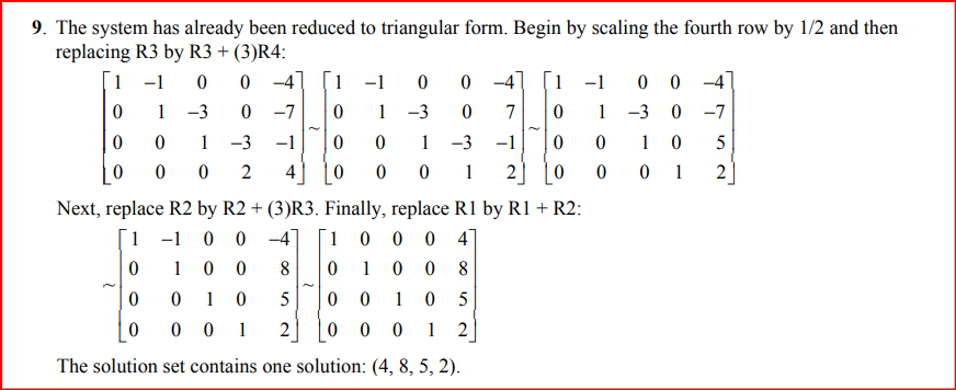 Solved The system has already been reduced to triangular | Chegg.com