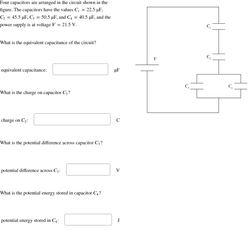 Solved Four capacitors are arranged in the circuit shown in | Chegg.com