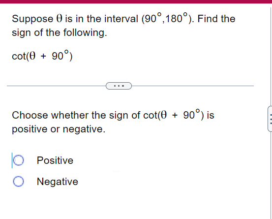 Solved Suppose θ is in the interval (90∘,180∘). Find the | Chegg.com