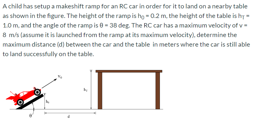 Solved A child has setup a makeshift ramp for an RC car in | Chegg.com