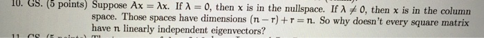 Solved Suppose Ax = lambda x. If lambda = 0, then x is in | Chegg.com