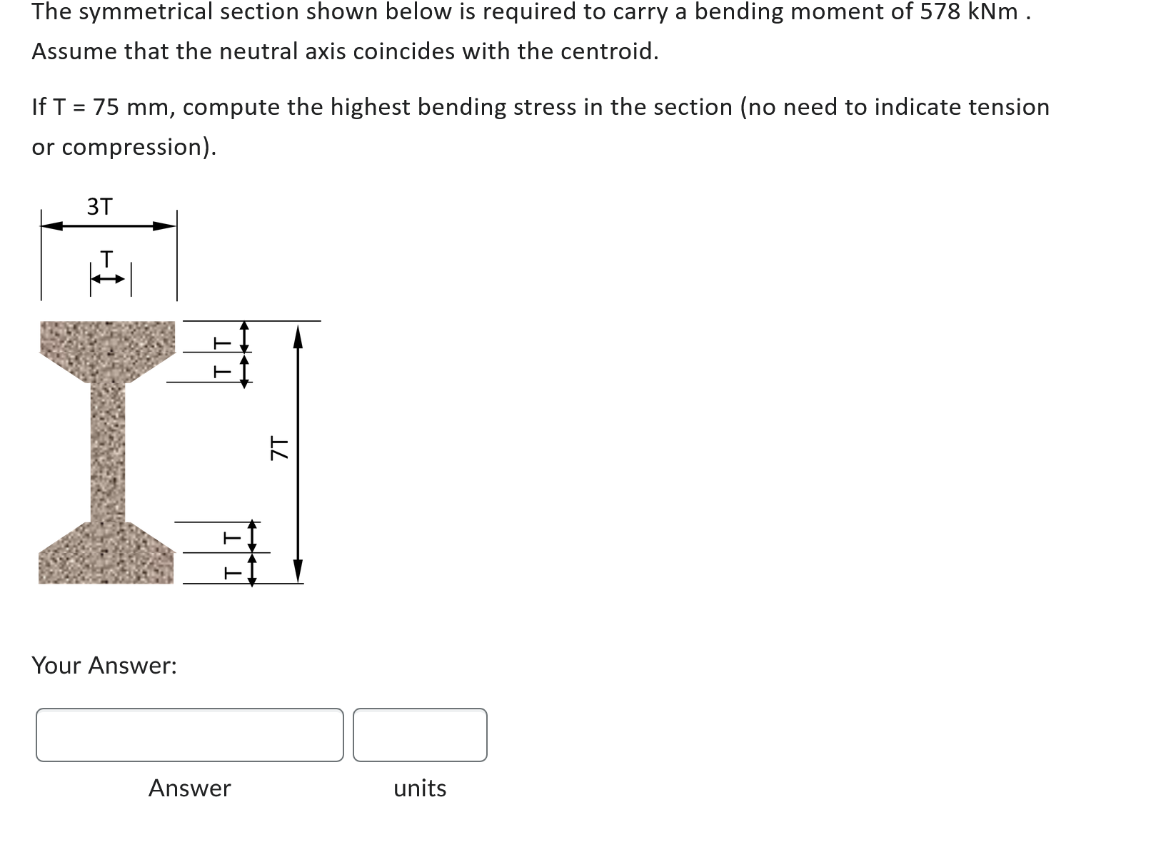 Solved The symmetrical section shown below is required to | Chegg.com