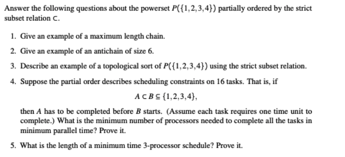 Answer the following questions about the powerset | Chegg.com