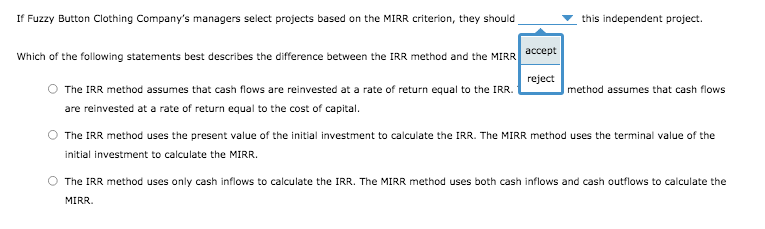 Solved 4. Modified internal rate of return (MIRR) The IRR | Chegg.com