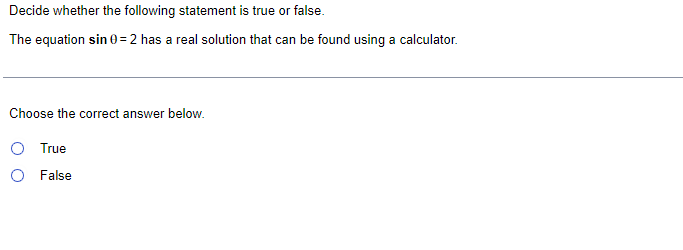Solved Decide whether the following statement is true or | Chegg.com