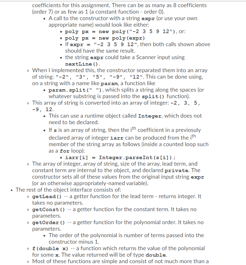 Solved Milestone 1: The Polynomial Object poly This is where | Chegg.com