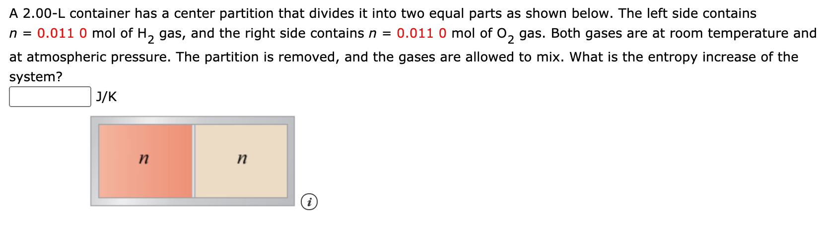 Solved A 2.00-L container has a center partition that | Chegg.com