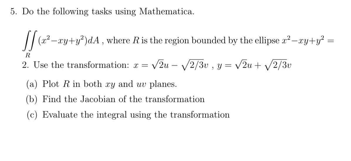 Solved 5. Do the following tasks using Mathematica. | Chegg.com