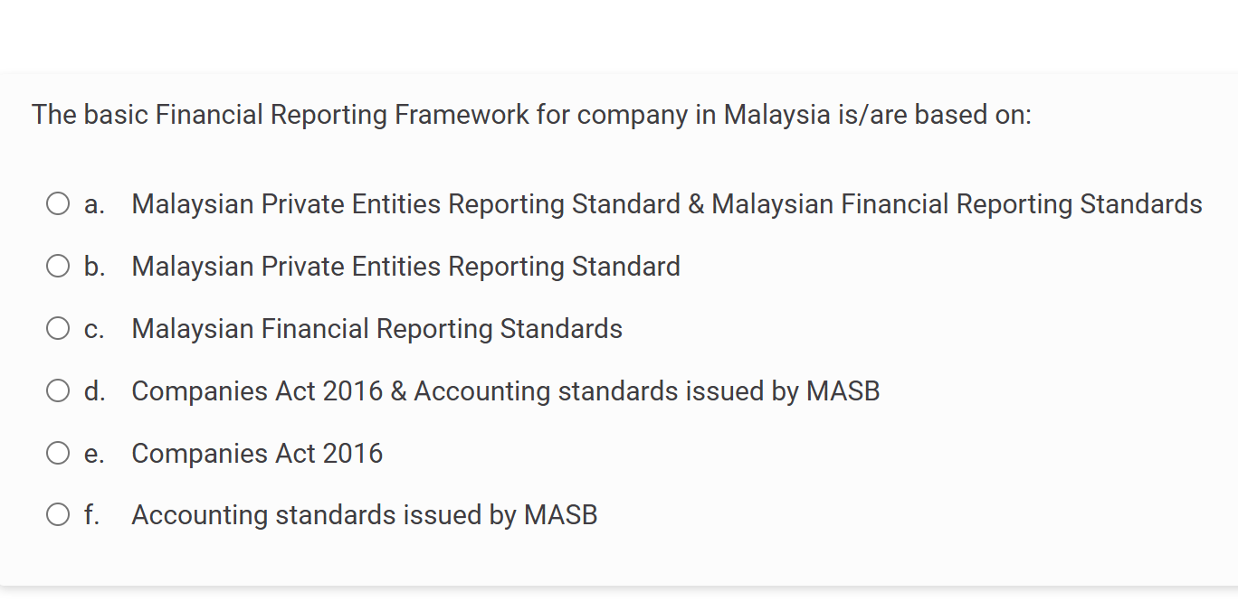 Solved The basic Financial Reporting Framework for company | Chegg.com