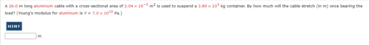 Solved A 26.0 m long aluminum cable with a cross-sectional | Chegg.com