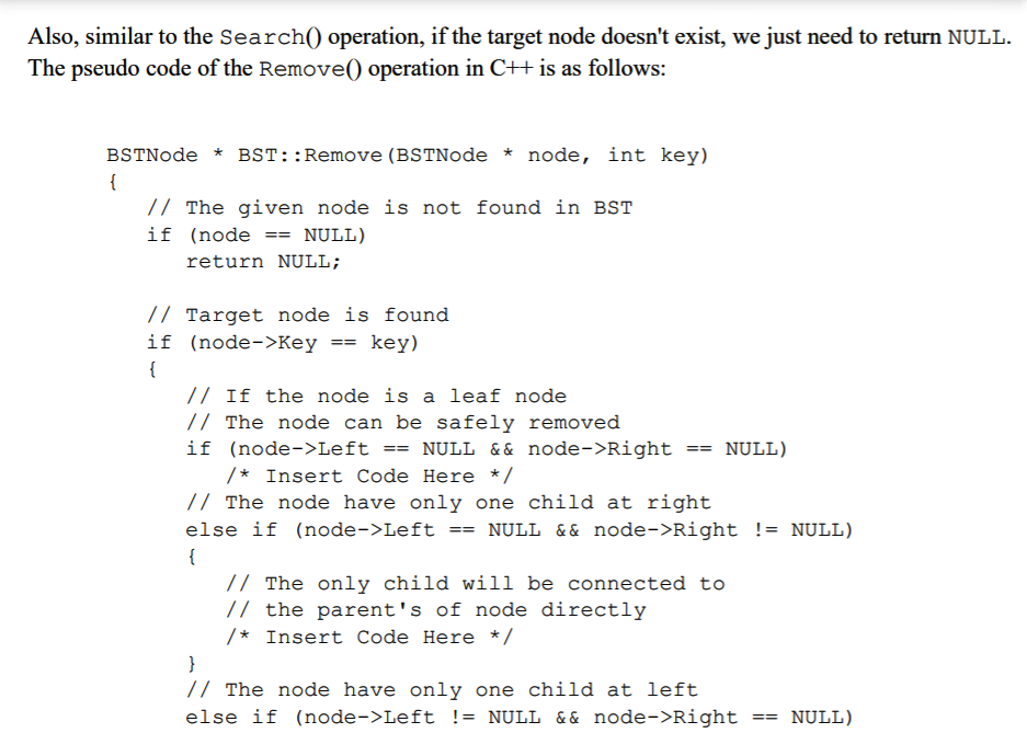 Solved 3.1 Create a BST in C++ Create the files BSTNode.h | Chegg.com