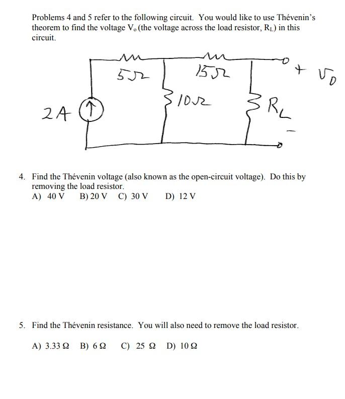 Solved Problems 4 and 5 refer to the following circuit. You | Chegg.com
