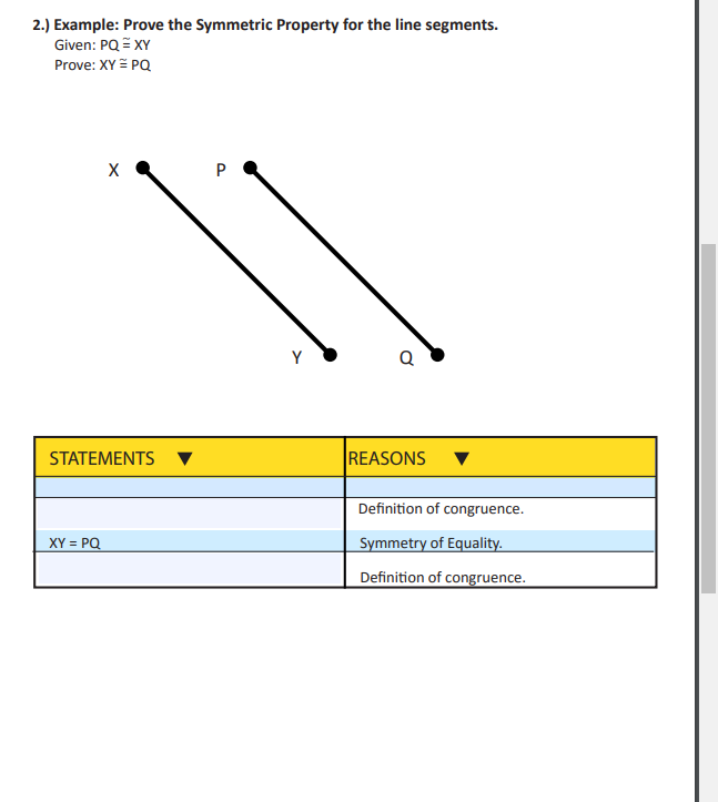 Solved 2.) Example: Prove the Symmetric Property for the | Chegg.com