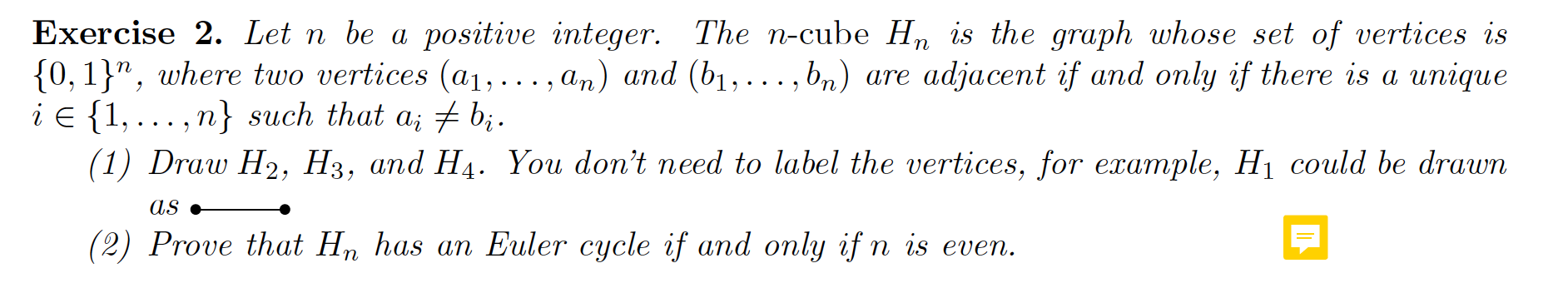 Solved Exercise 2. Let n be a positive integer. The n-cube | Chegg.com